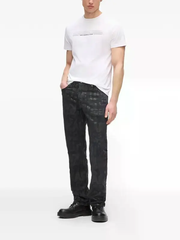 Karl Lagerfeld Logo Print Straight Leg Jeans