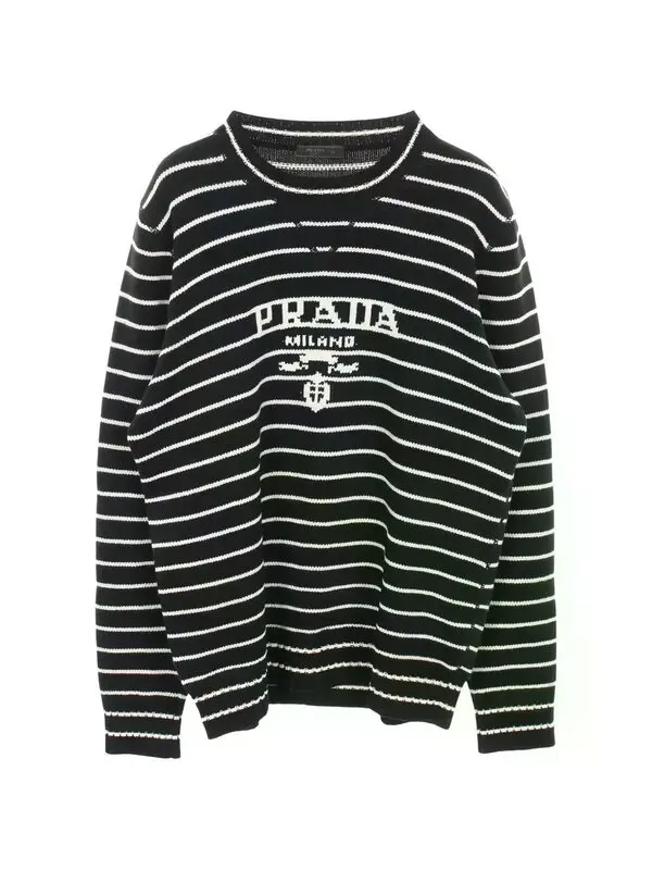 Prada Logo Striped Crew Neck Sweatshirt
