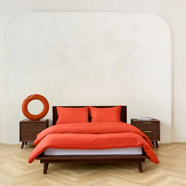 CANADIAN DOWN & FEATHER COMPANY Duvet Cover Set With Three Sided Zipper, Us Queen / Uk King Persimmon - Red