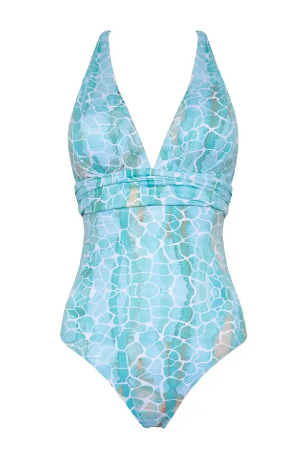 SOPHIA ALEXIA One Piece V-neck Swimsuit - Green