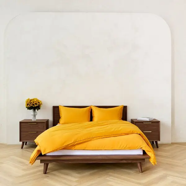 CANADIAN DOWN & FEATHER COMPANY Duvet Cover Set With Three Sided Zipper, Twin / Single Amber - Yellow
