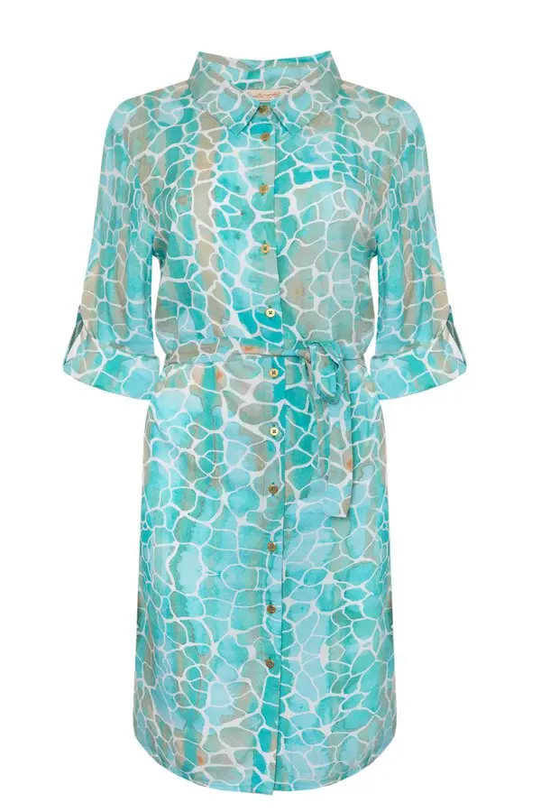 SOPHIA ALEXIA Aqua Pebbles Zanzibar Shirt Dress - Green