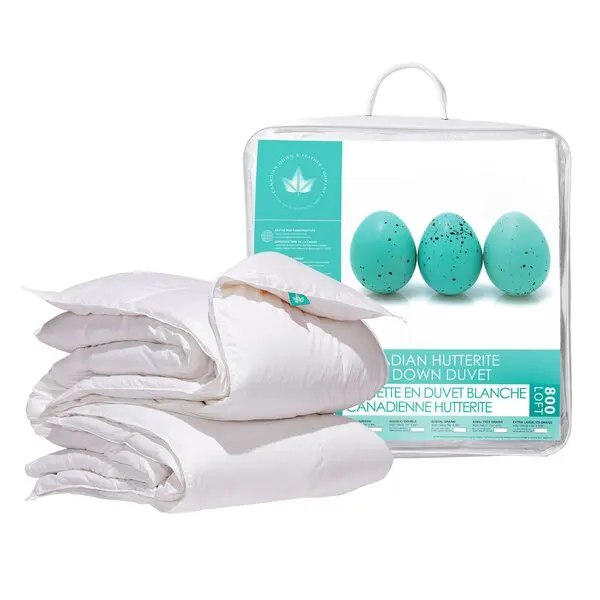 CANADIAN DOWN & FEATHER COMPANY Hutterite Down Duvet Twin / Single All Season Weight - White