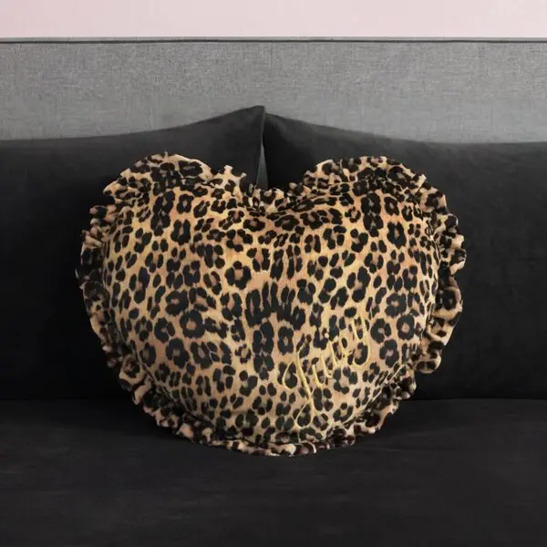 Juicy Couture Heart Shaped Decorative Pillow - Cheetah