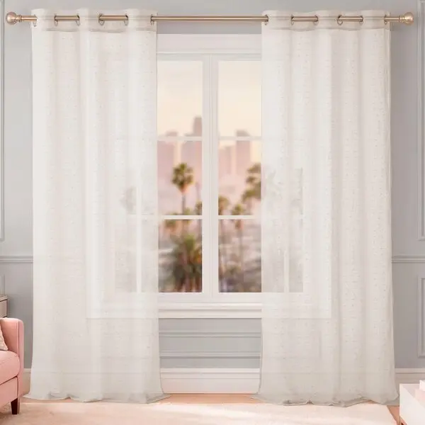 Juicy Couture Aurora Sheer Grommet Window Curtains - Taupe