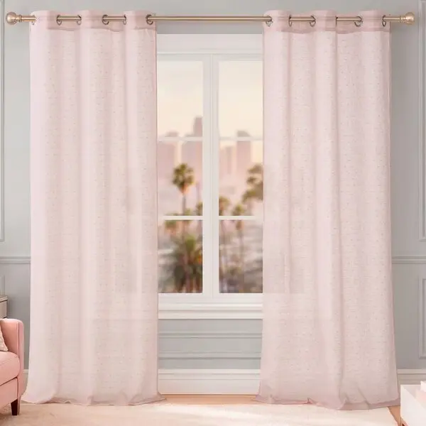 Juicy Couture Aurora Sheer Window Curtain With Grommet Header - Blush Pink