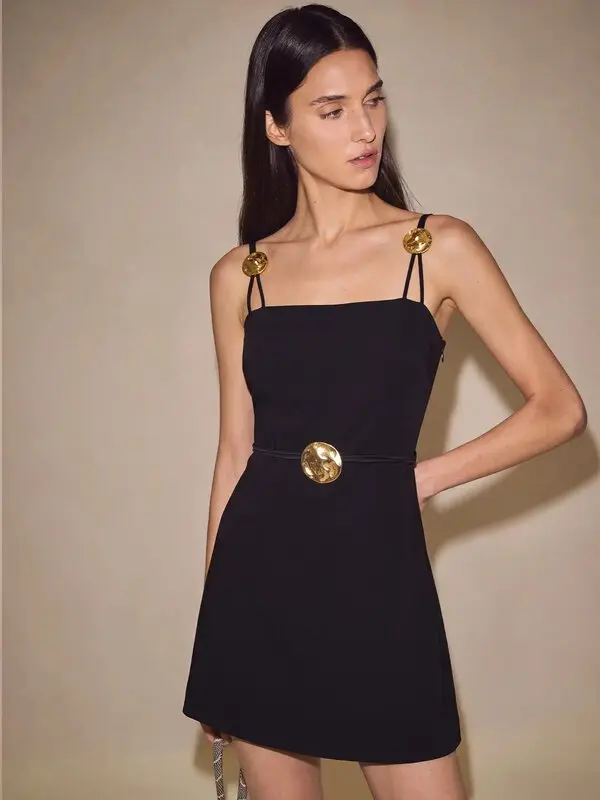 Alexis Basei Sleeveless Romper With Gold Hardware - Black