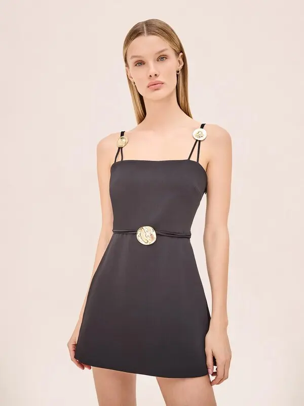 Alexis Basei Sleeveless Romper With Gold Hardware - Black