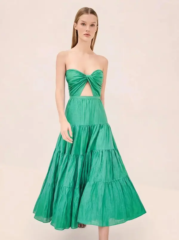 Alexis Olivienne Strapless Midi Dress - Emerald