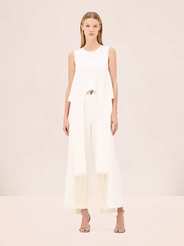 Alexis Rennes Sleeveless Top With Overlay Detail - Ivory