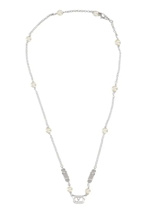 Valentino Garavani Ovalette Necklace With Pearls And Crystal Embellishments