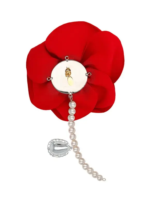 Magda Butrym Pendant Earring With Rose And Pearl Detail
