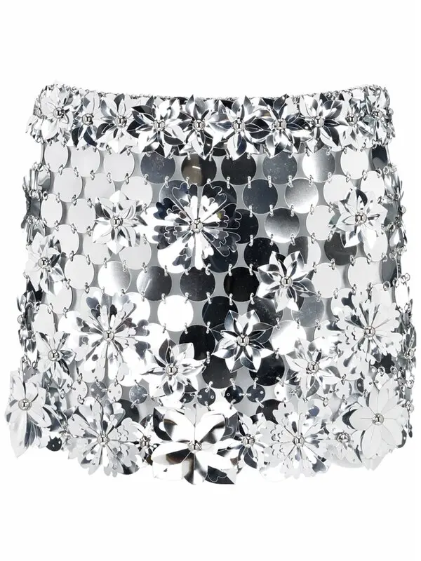 Rabanne Embellished Floral Mini Skirt