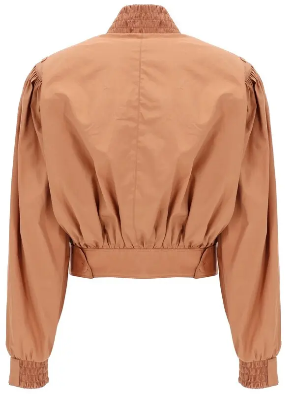 Chloé Cropped Cotton Poplin Gathered Jacket