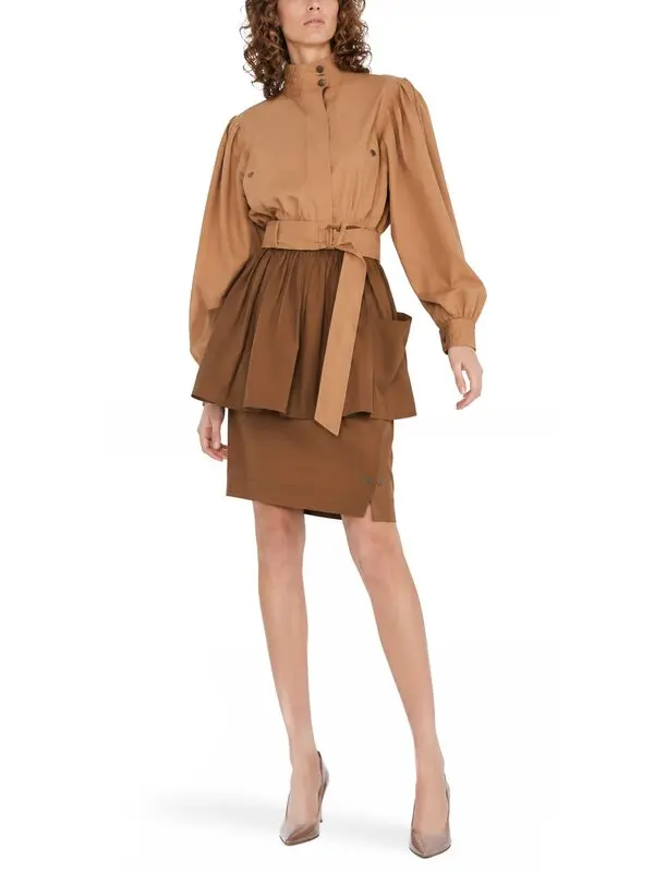 Chloé Cropped Cotton Poplin Gathered Jacket
