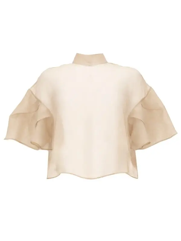 Max Mara Silk Organza Cape - Beige
