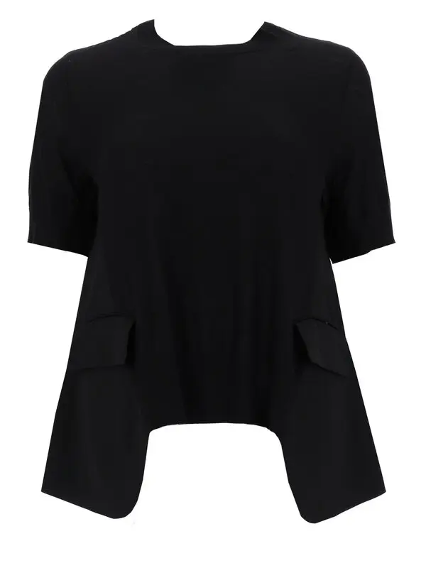 Sacai Wool And Cotton Knit Top - Black