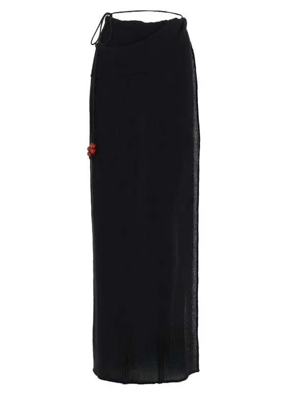 Magda Butrym Beaded Draped Wrap Maxi Skirt