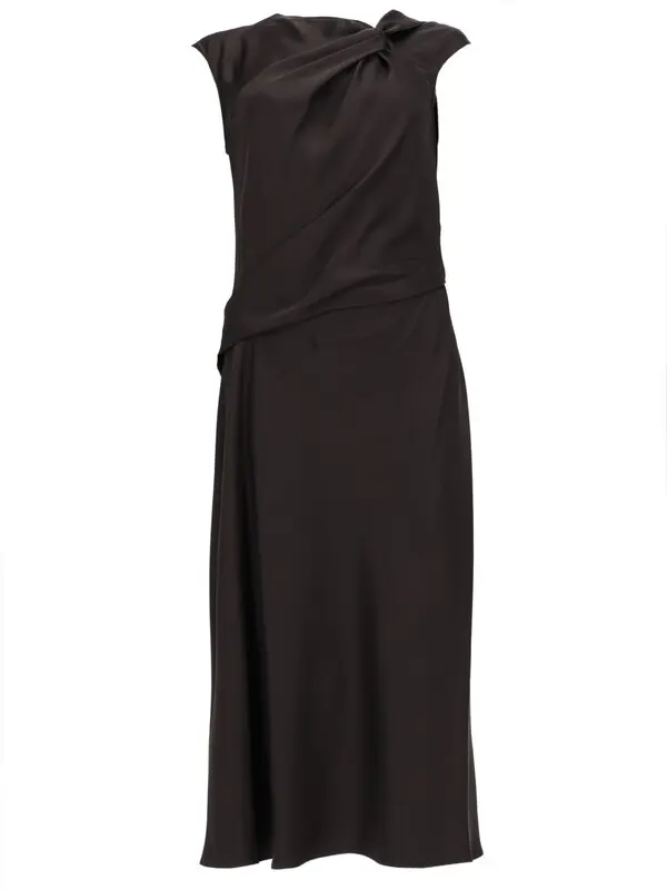 Theory Twist Bodice" Satin Dress - Charcoal