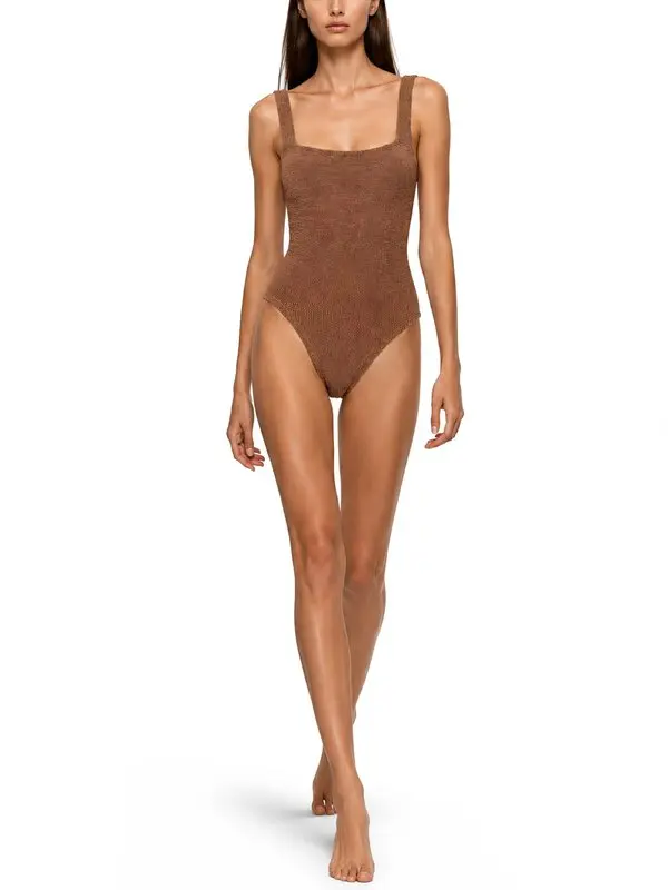 Hunza G Square Neck Swimsuit - Brown