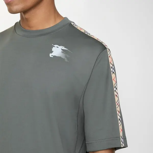 Burberry Check Trim Jersey T-shirt - Mid Grey