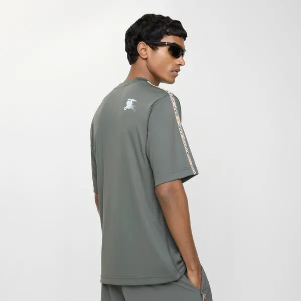 Burberry Check Trim Jersey T-shirt - Mid Grey