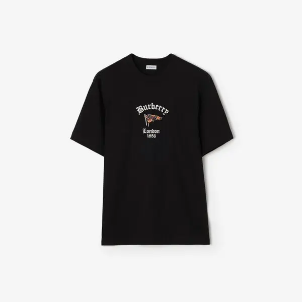 Burberry Check Flag Cotton T-shirt - Black