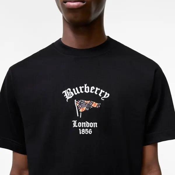 Burberry Check Flag Cotton T-shirt - Black