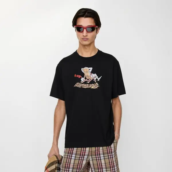 Burberry Beach Knight Cotton T-shirt - Black