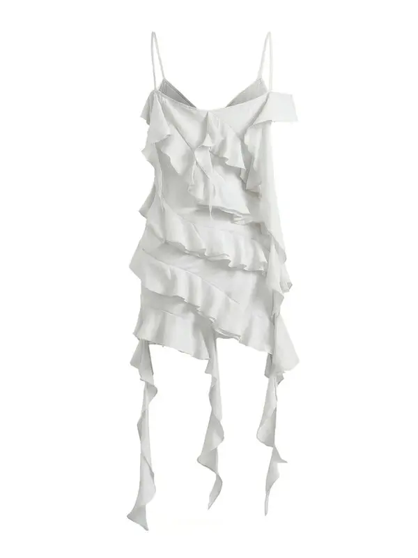 LES FILLES D'EVA Ruffled Asymmetrical Dress - White