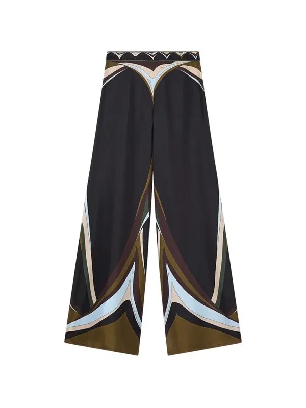 Emilio Pucci Printed Silk Twill Flared Trousers - Green