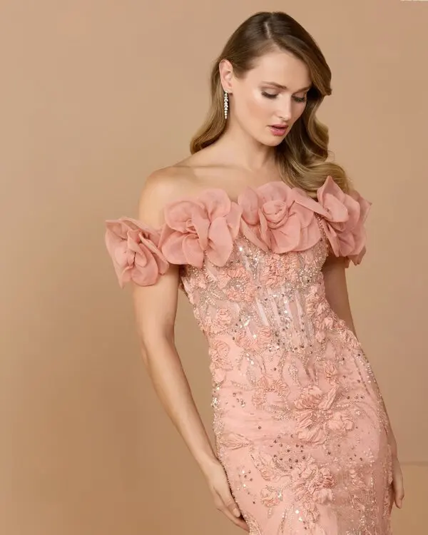 MAC DUGGAL COLLECTION Embellished Off-the-shoulder Mermaid Gown