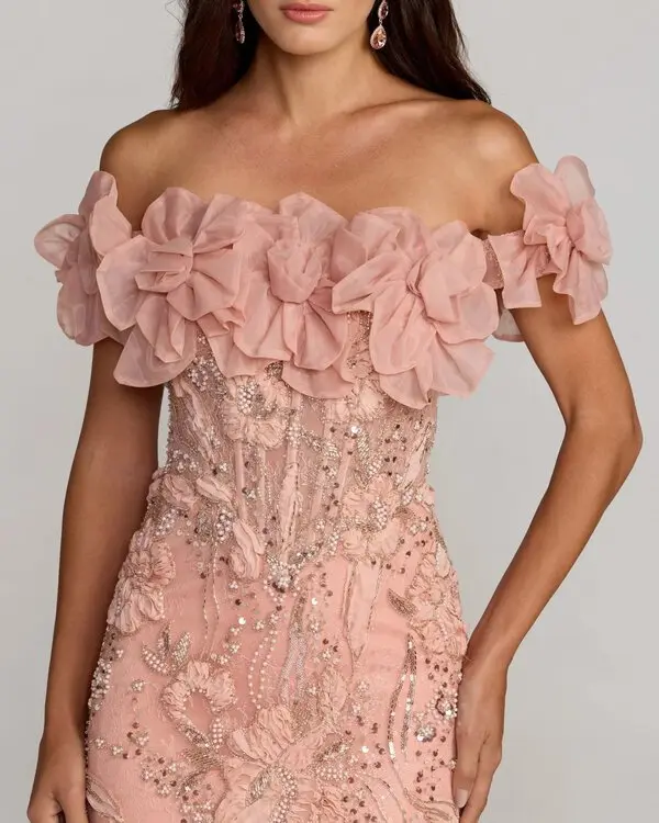 MAC DUGGAL COLLECTION Embellished Off-the-shoulder Mermaid Gown
