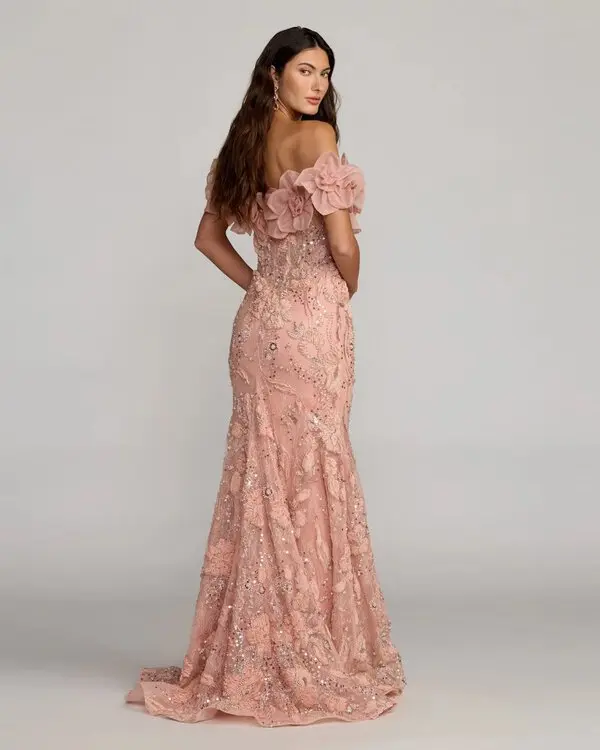 MAC DUGGAL COLLECTION Embellished Off-the-shoulder Mermaid Gown