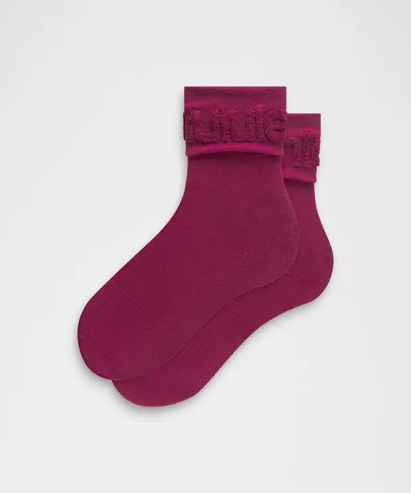 Lululemon Fold-over Terry Quarter Socks - Raspberry Rave