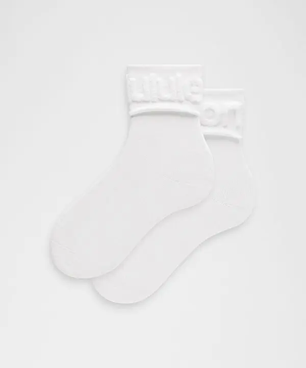 Lululemon Fold-over Terry Quarter Socks - White