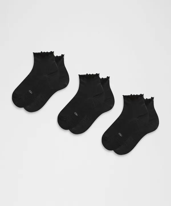 Lululemon Power Stride Ankle Socks 3 Pack - Black