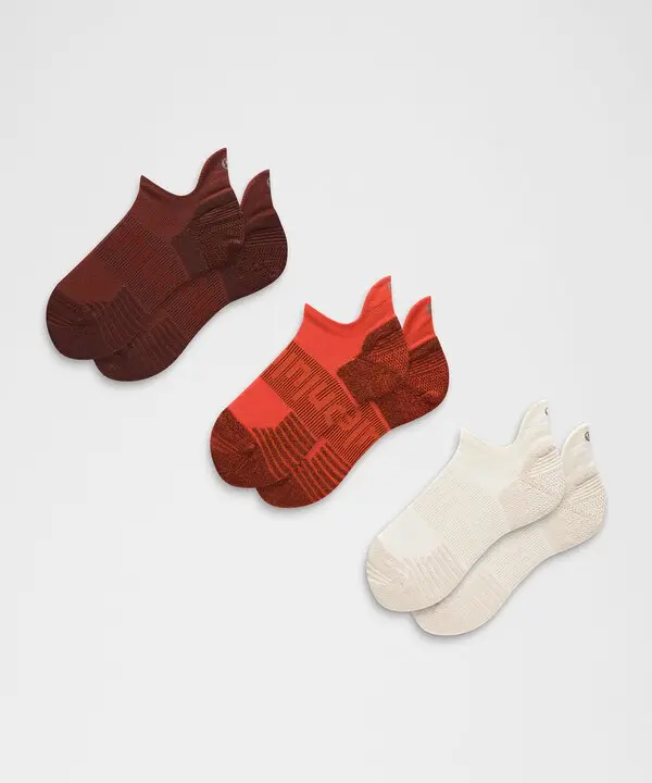 Lululemon Power Stride Cushion Tab Socks - Cranberry Charm/cherry Ember/coconut Ivory