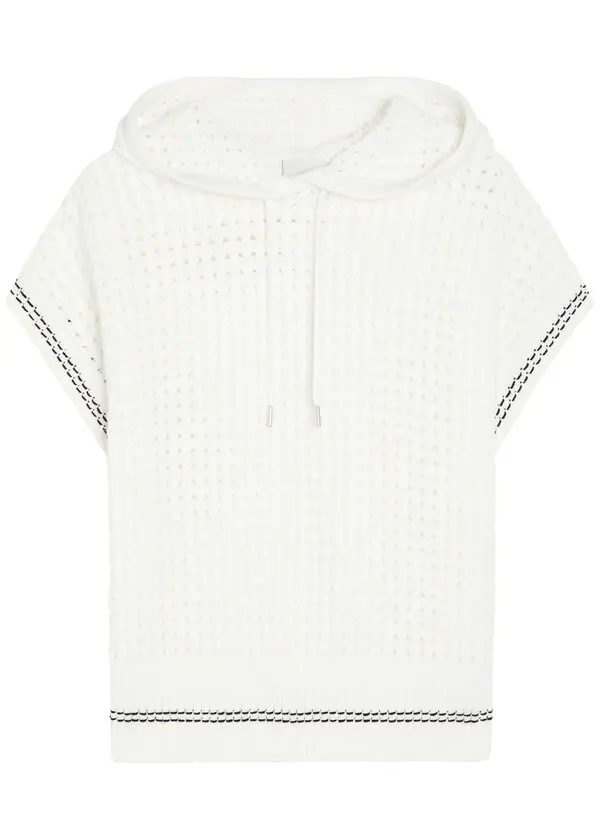 Varley Vittoria Hooded Open-knit Cotton Jumper - White