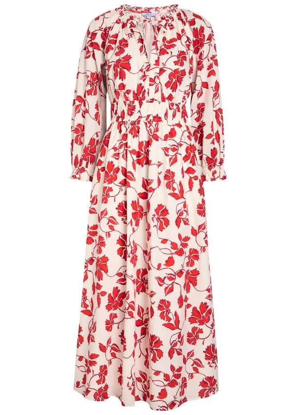 Rails Matia Floral-print Cotton Midi Dress - Red