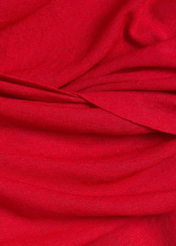 GANNI Draped Asymmetric Jersey Midi Skirt - Red