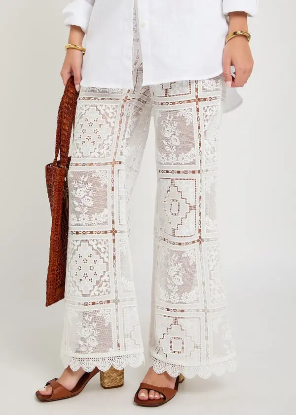 Zimmermann Embroidered Lace Trousers - Ivory