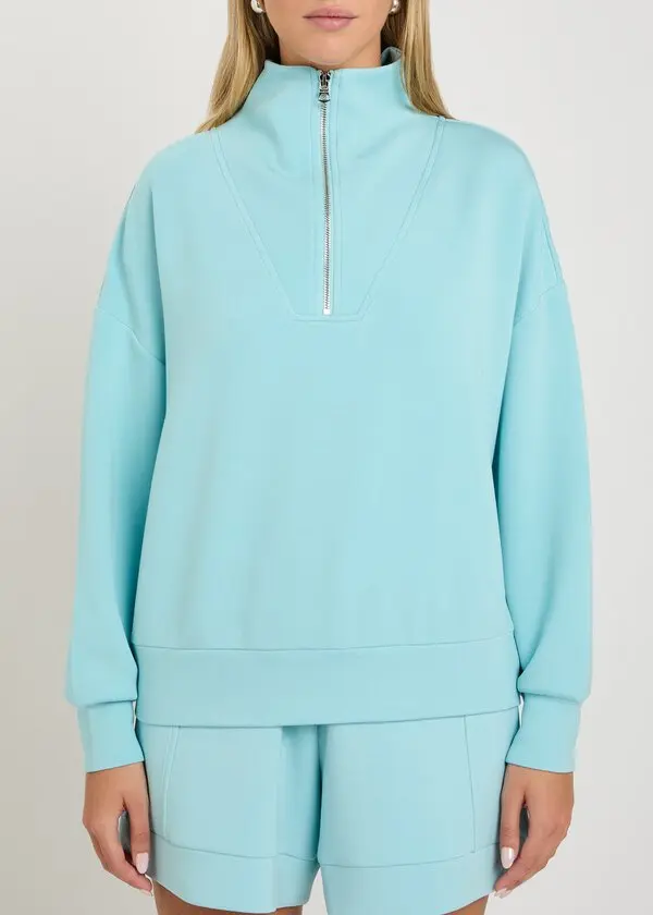 Varley Hawley Half-zip Stretch-jersey Sweatshirt - Light Blue