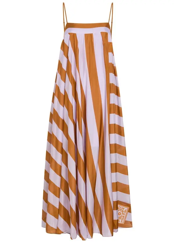 Zimmermann Indra Striped Silk Maxi Dress - Lilac