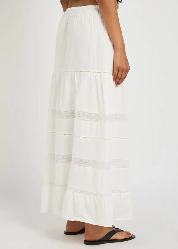 Rails Lace-trim Cotton Maxi Skirt