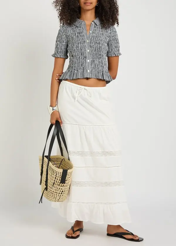 Rails Lace-trim Cotton Maxi Skirt