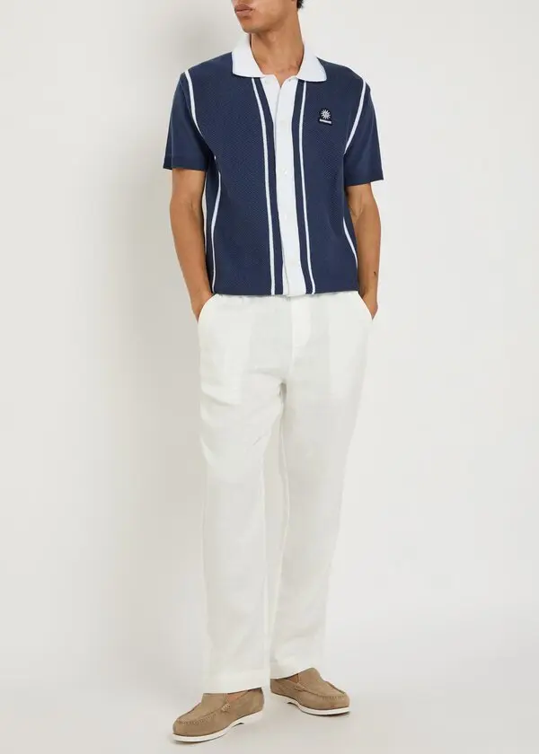 SANDBANKS Knit Striped Cotton-blend Shirt