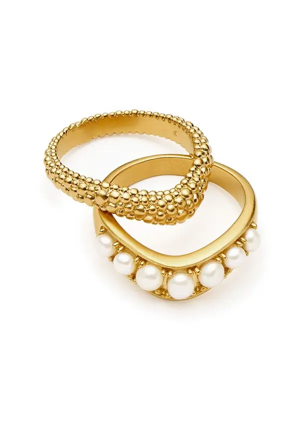 MISSOMA 18kt -plated Pearl And Textured Ring Set