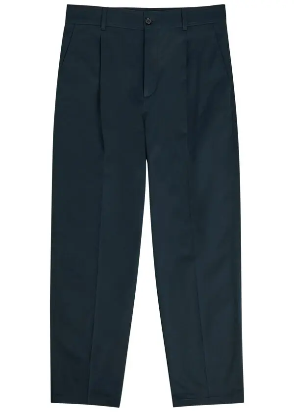 Valentino Garavani Logo-embroidered Twill Chino Trousers - Navy