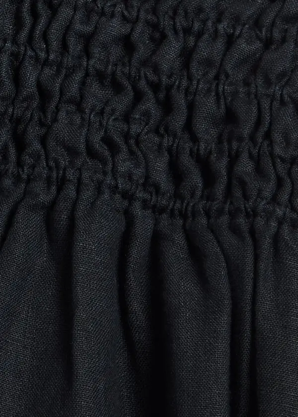 Rails Alessa Shirred Linen Midi Skirt - Black